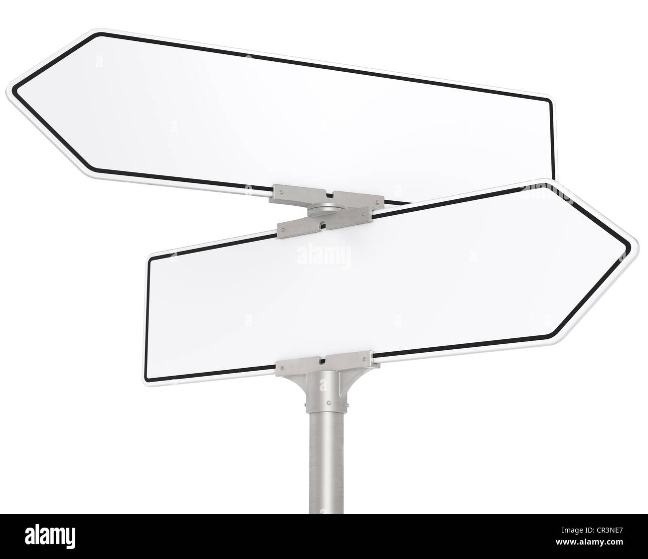 Blank directional road signs. White for Copy Space. Isolated Stock ...