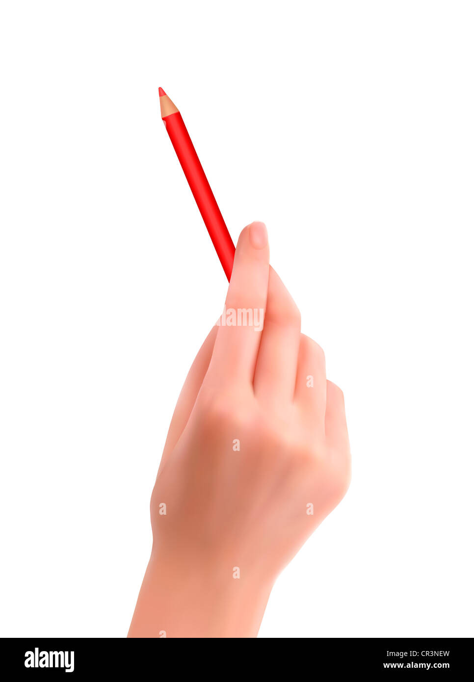 Hand holding a red pencil Stock Photo - Alamy