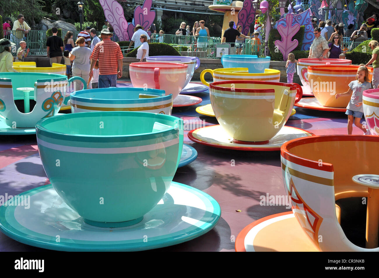 Colorful Mad Hatter Teacup Attraction at Disneyland, California Stock ...