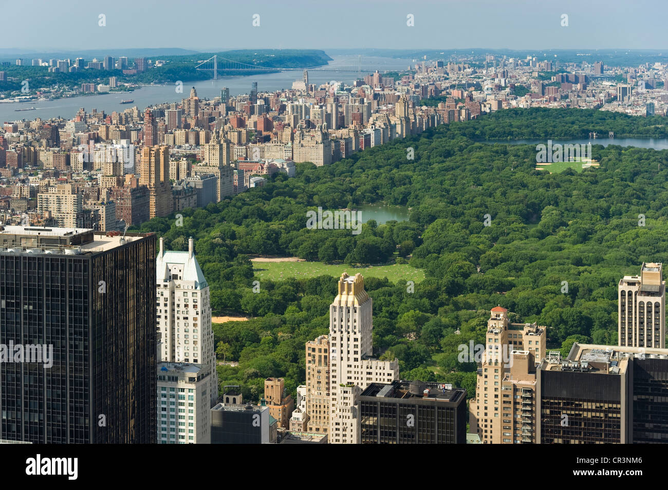 Central Park, view from the Rockefeller Center, Manhattan, New York ...