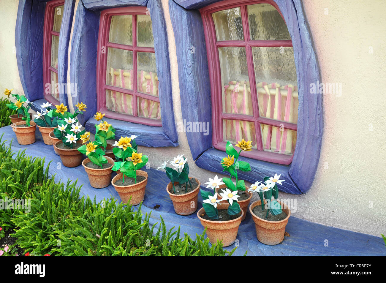 Funny and colorful houses with animated flowers at Disneyland's ...