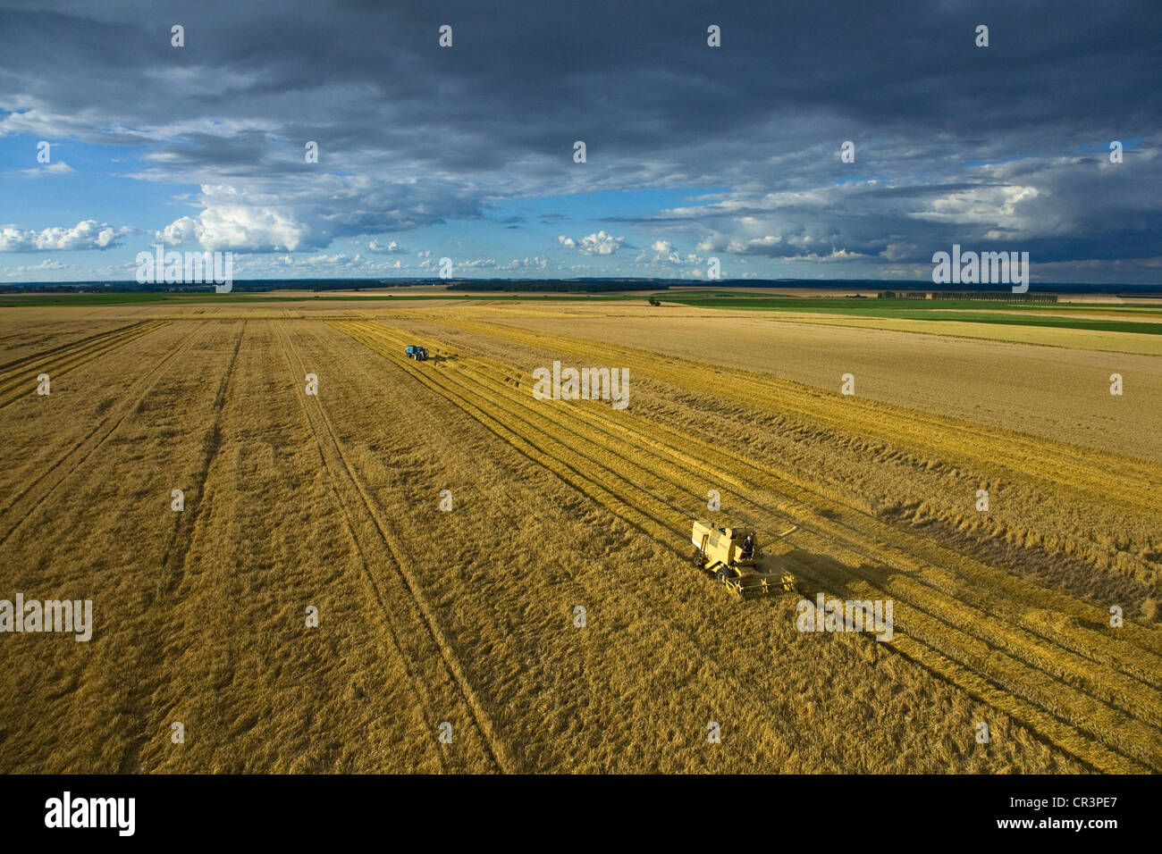 France, Eure, Vesly, harvests in the Norman Vexin (aerial view Stock ...