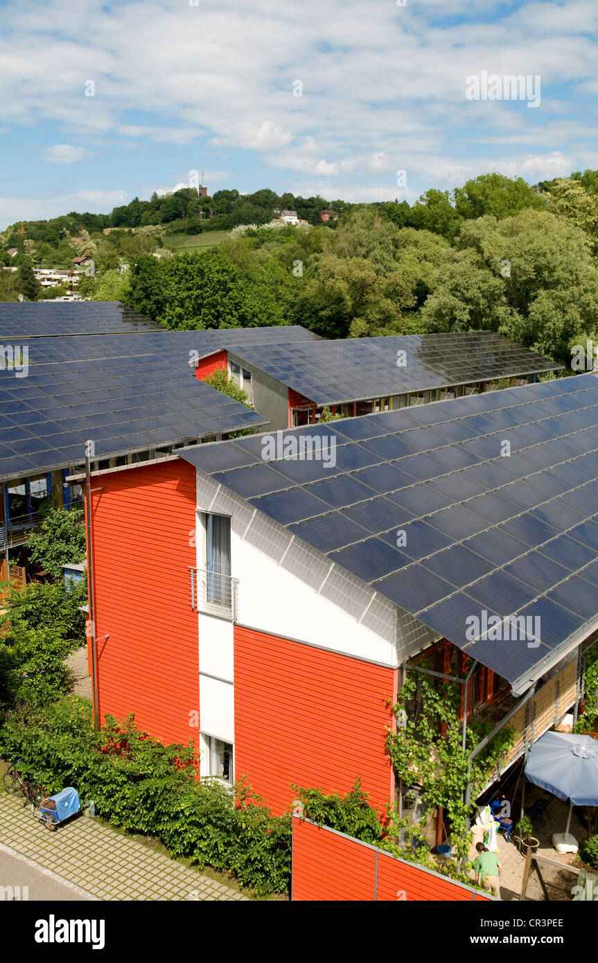 Passive solar houses with solar collectors on the roofs, by architect ...