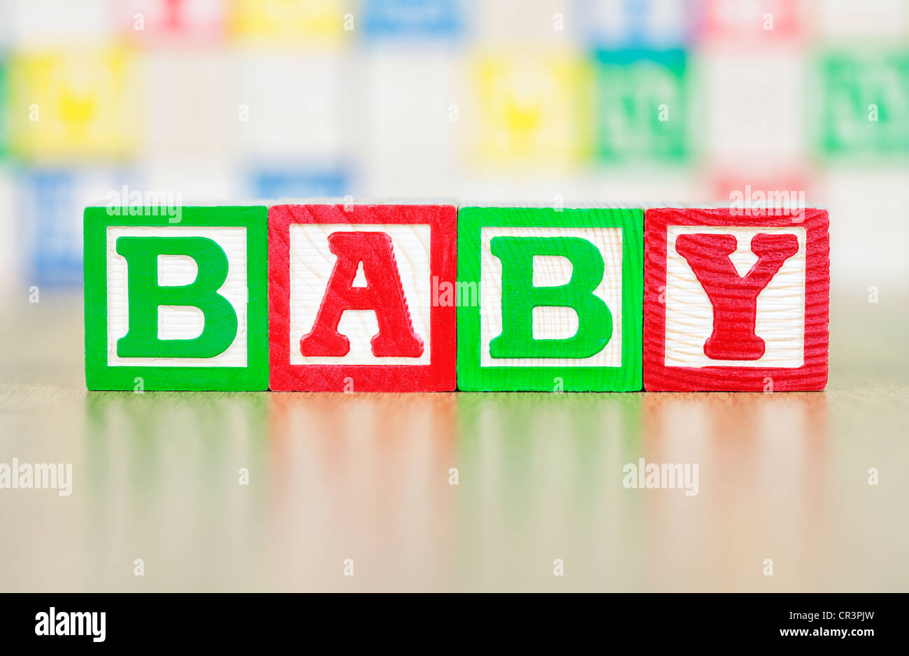 Baby Spelled Out in Alphabet Building Blocks Stock Photo - Alamy