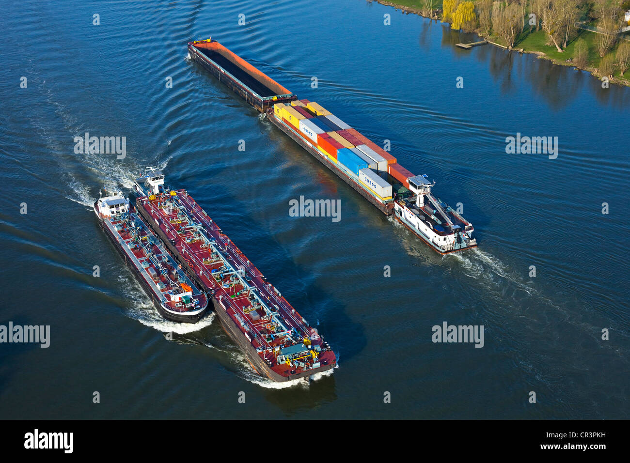 France, Eure, Muids, convoy on Seine River (aerial view Stock Photo - Alamy