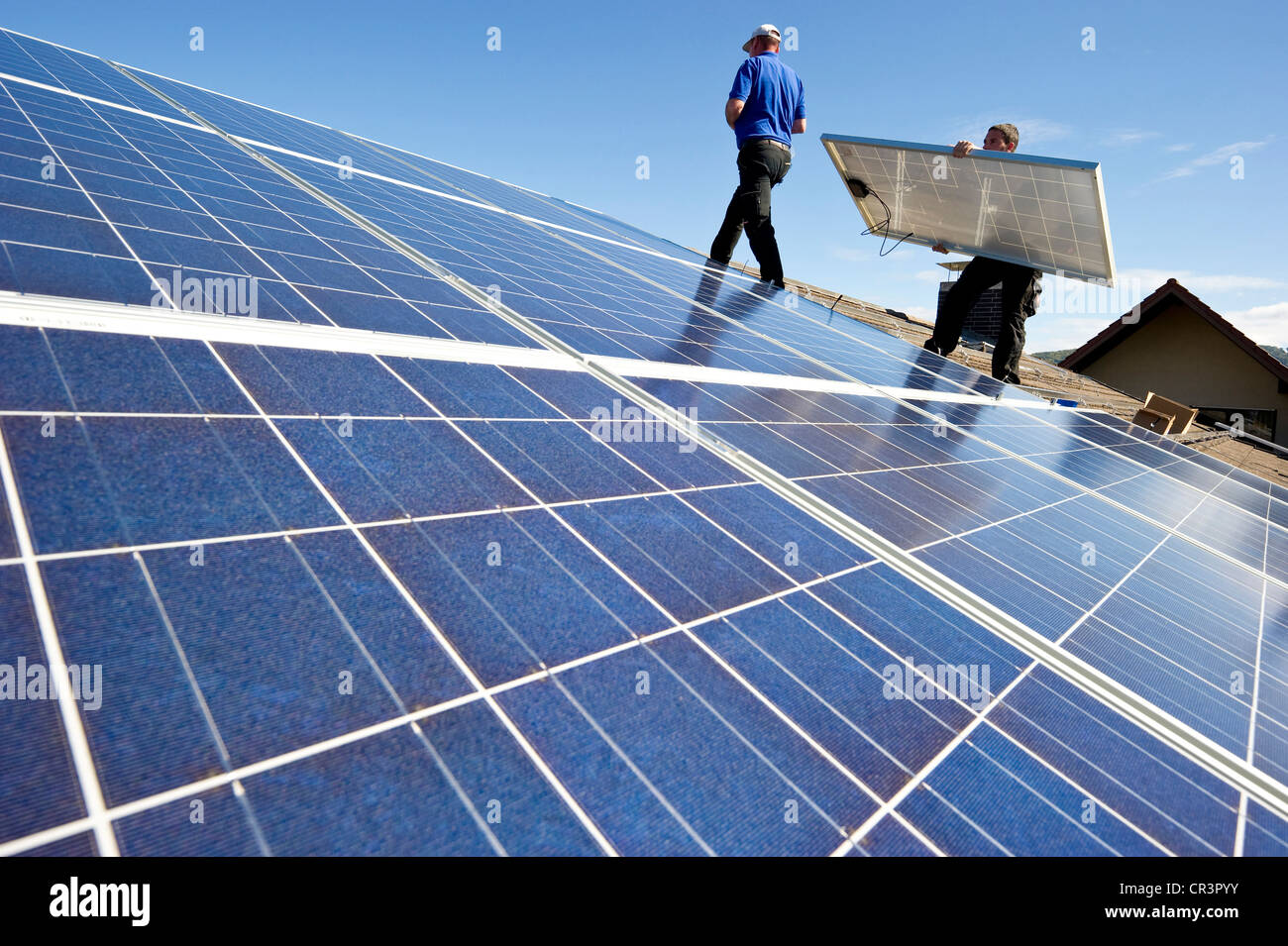Installation of solar panels near Freiburg im Breisgau, Baden ...