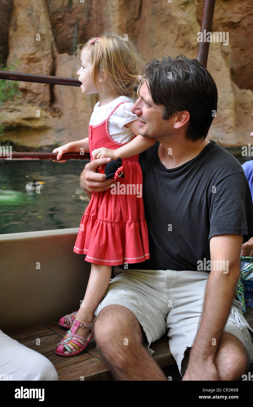 Father and daughter enjoy ride on Tramp Steamer through Disneyland's ...