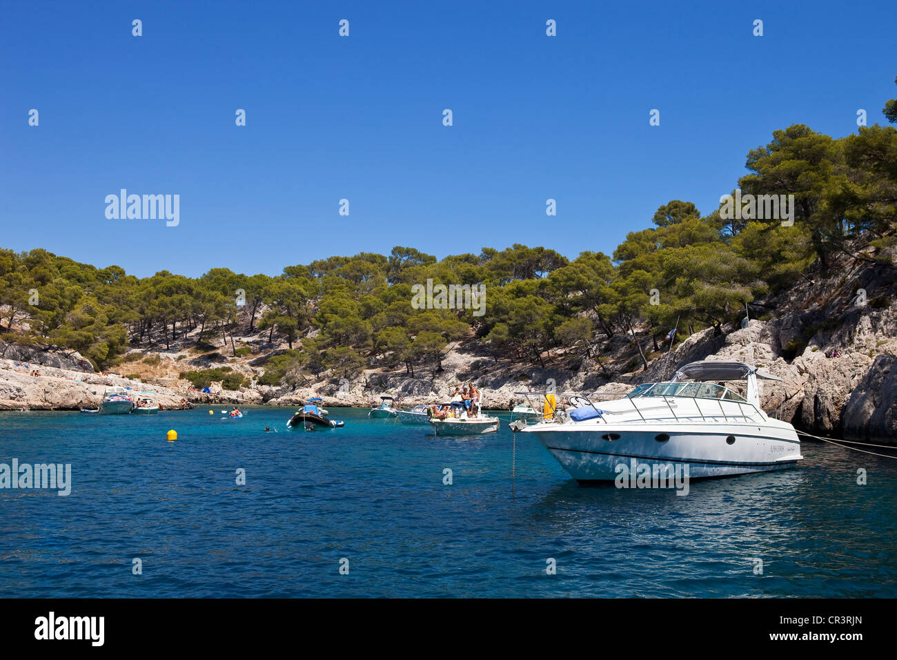 France, Bouches du Rhone, Cassis, entry of Calanque de Port Pin ...