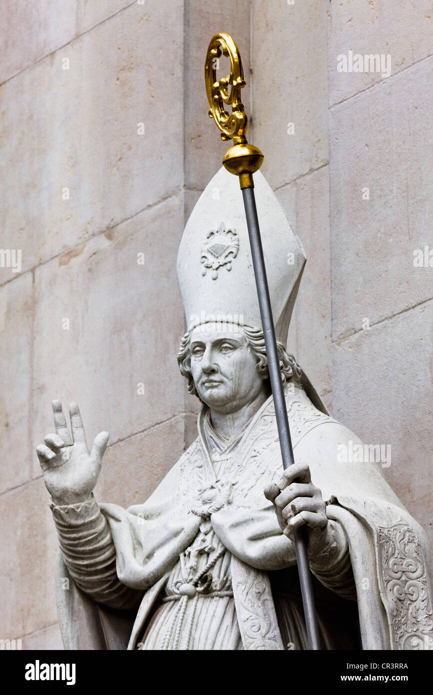 Statue of bishop St. Rupert, Salzburger Dom, Salzburg Cathedral, old ...
