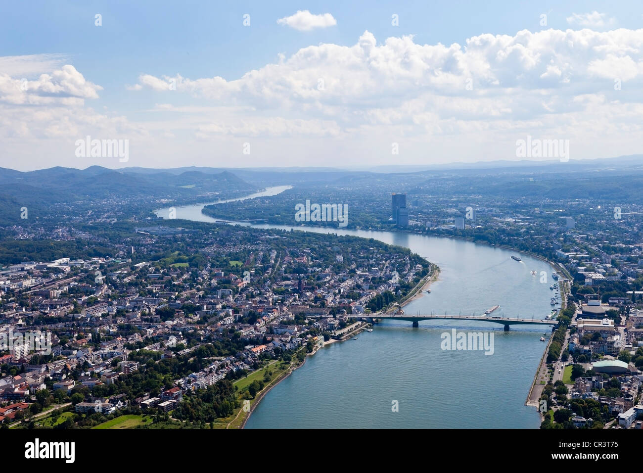 Aerial view, Bonn, highway bridge, Kennedy Bridge, facing south ...