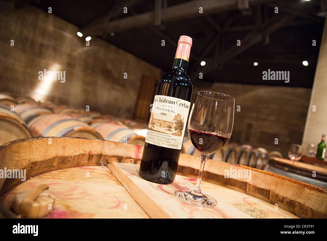 France, Gironde, Pomerol, Vieux Chateau Certan wine bottle AOC Pomerol ...