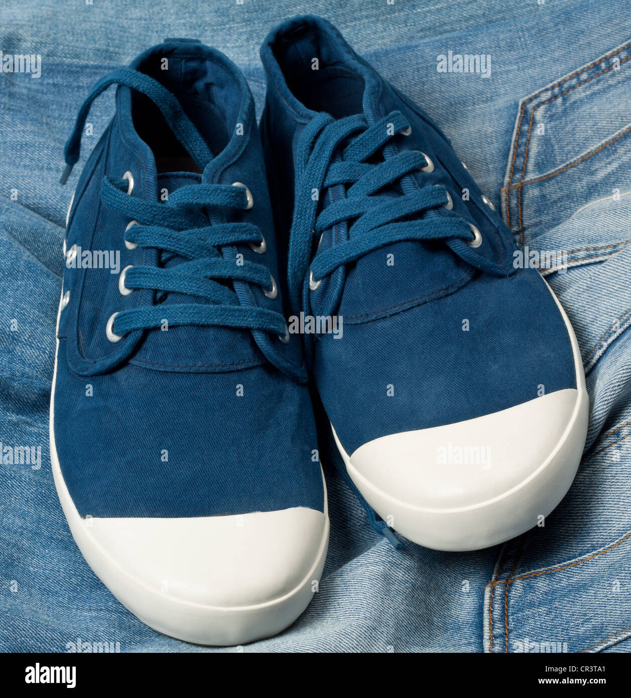 Pair of new blue shoes Stock Photo - Alamy