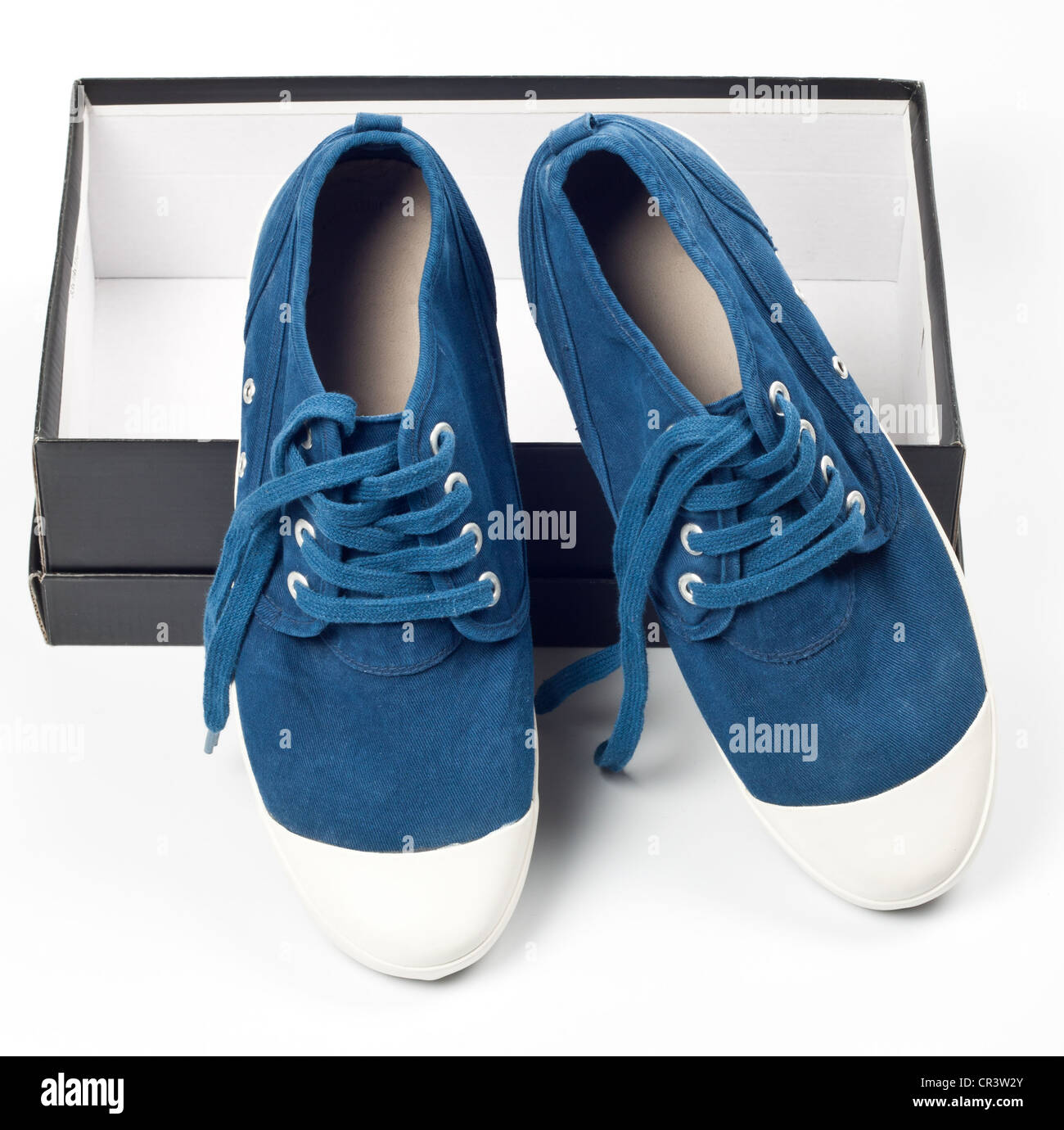 Pair of new blue shoes Stock Photo - Alamy