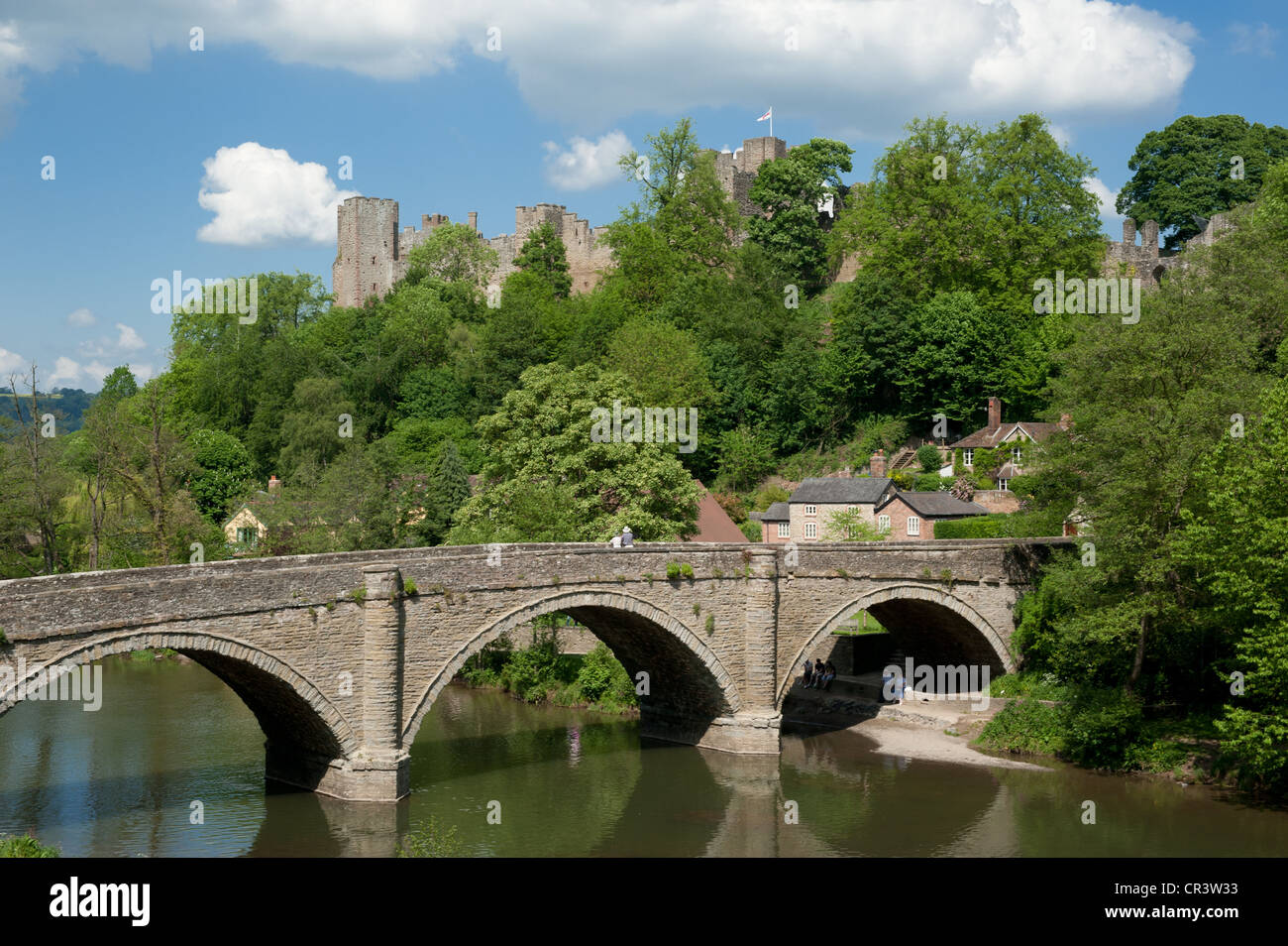 Dinham Bridge over the river Teme, Ludlow castle, Ludlow Stock Photo ...