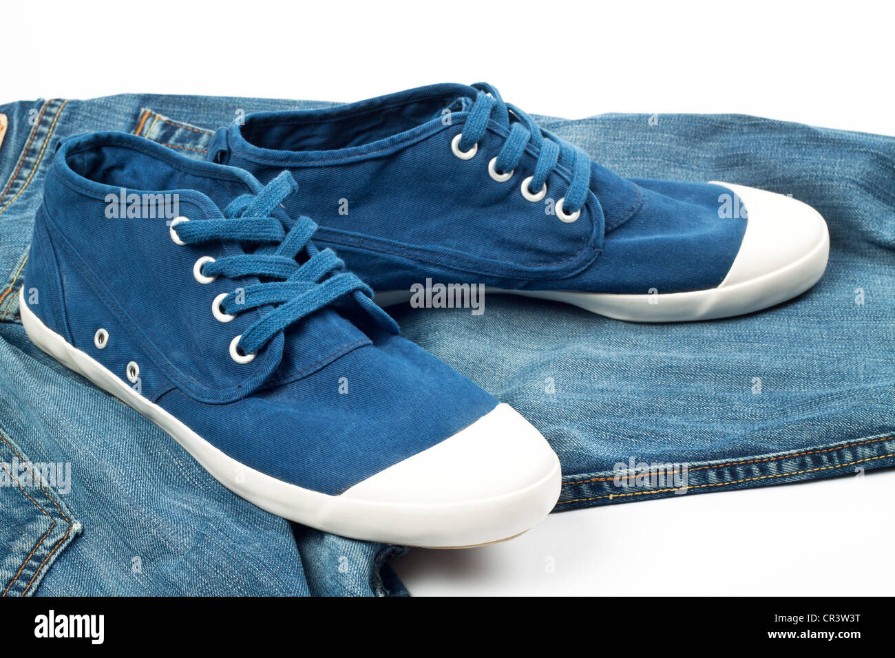 Pair of new blue shoes Stock Photo - Alamy