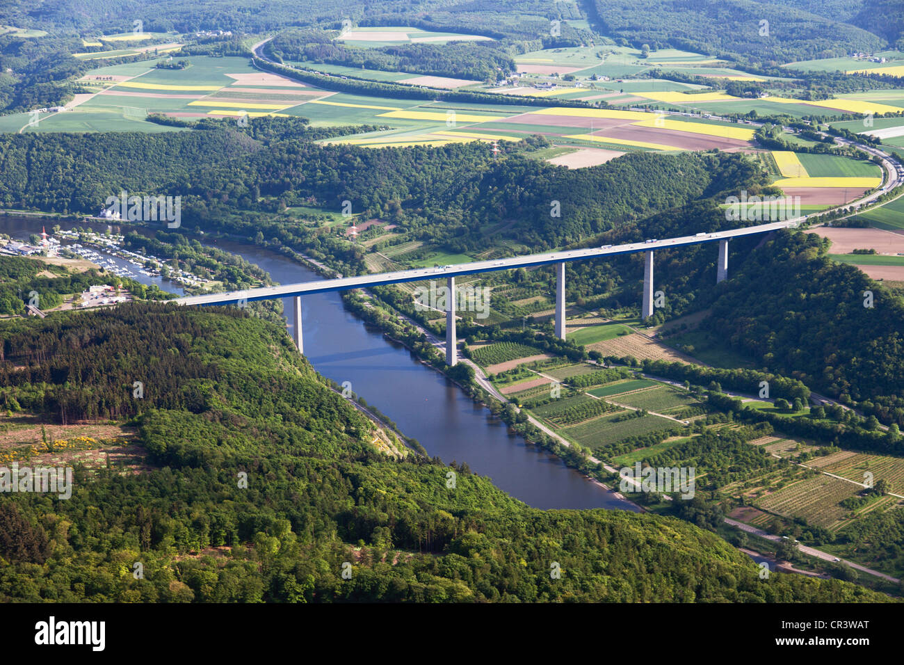 Aerial view, Moseltalbruecke A61, a highway bridge, Rhineland ...