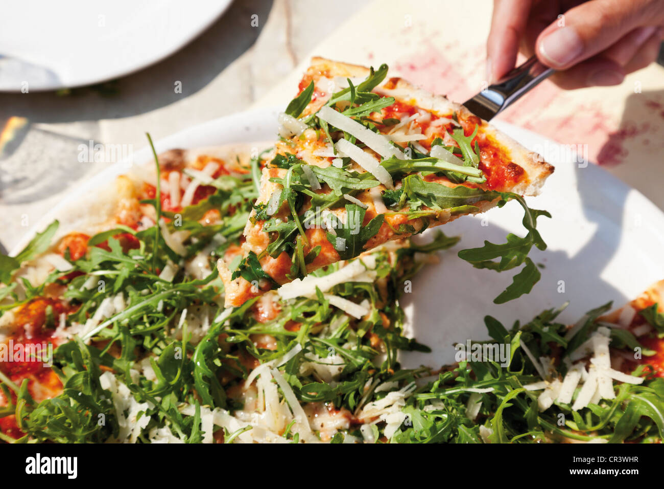 Pizza with rocket or arugula Stock Photo - Alamy