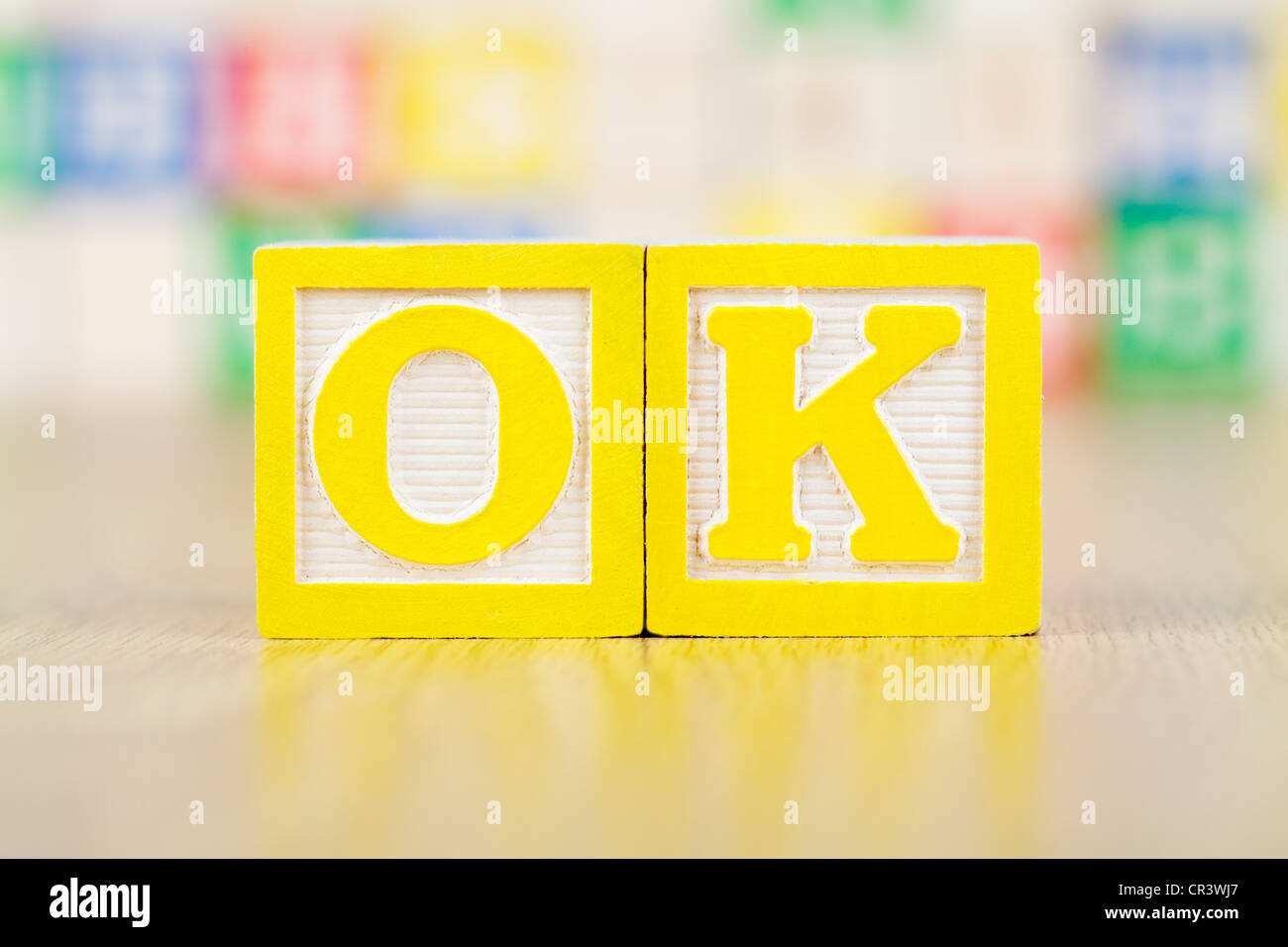 OK Spelled Out in Alphabet Building Blocks Stock Photo - Alamy