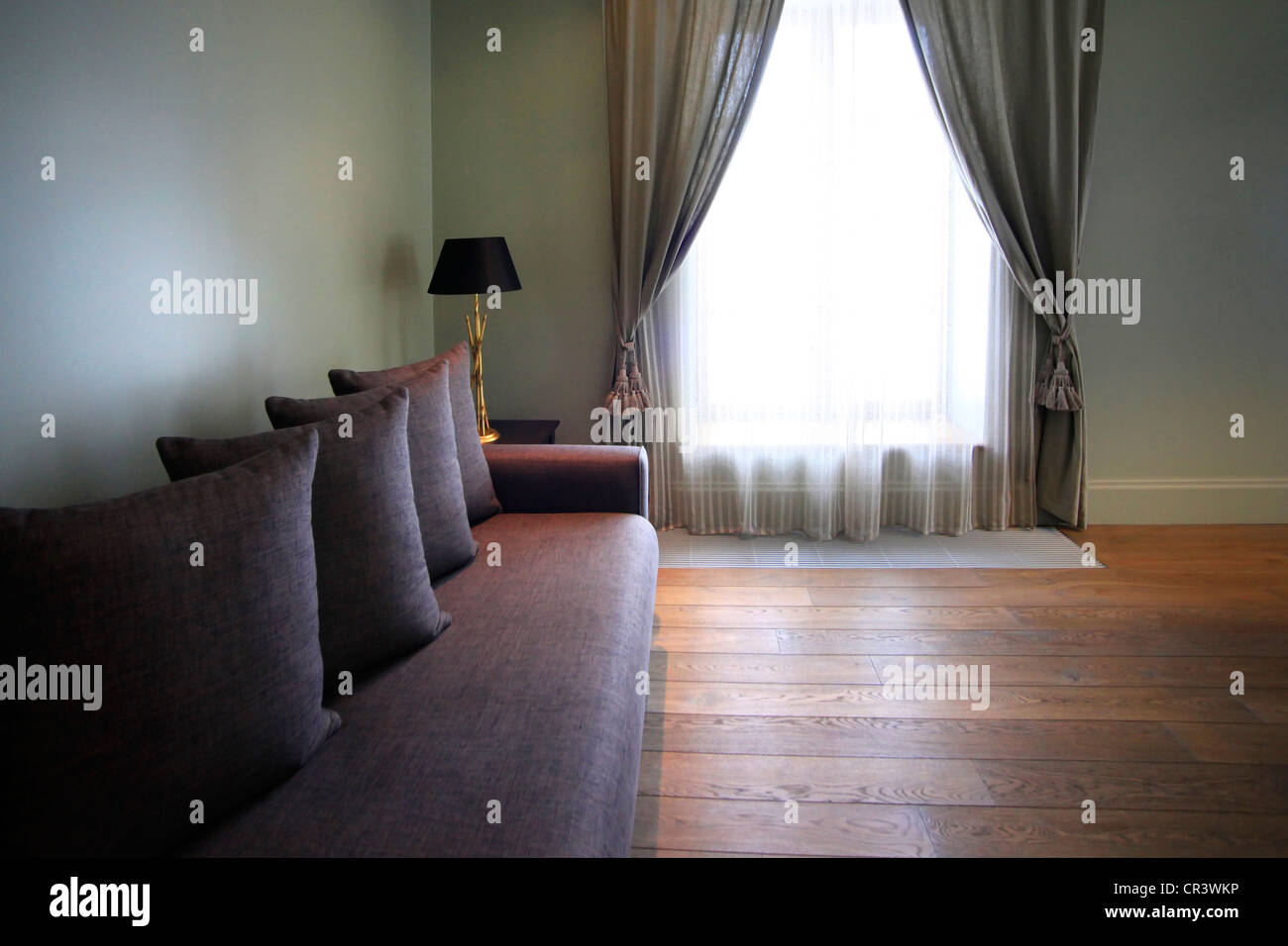 modern living room with wood floor Stock Photo - Alamy