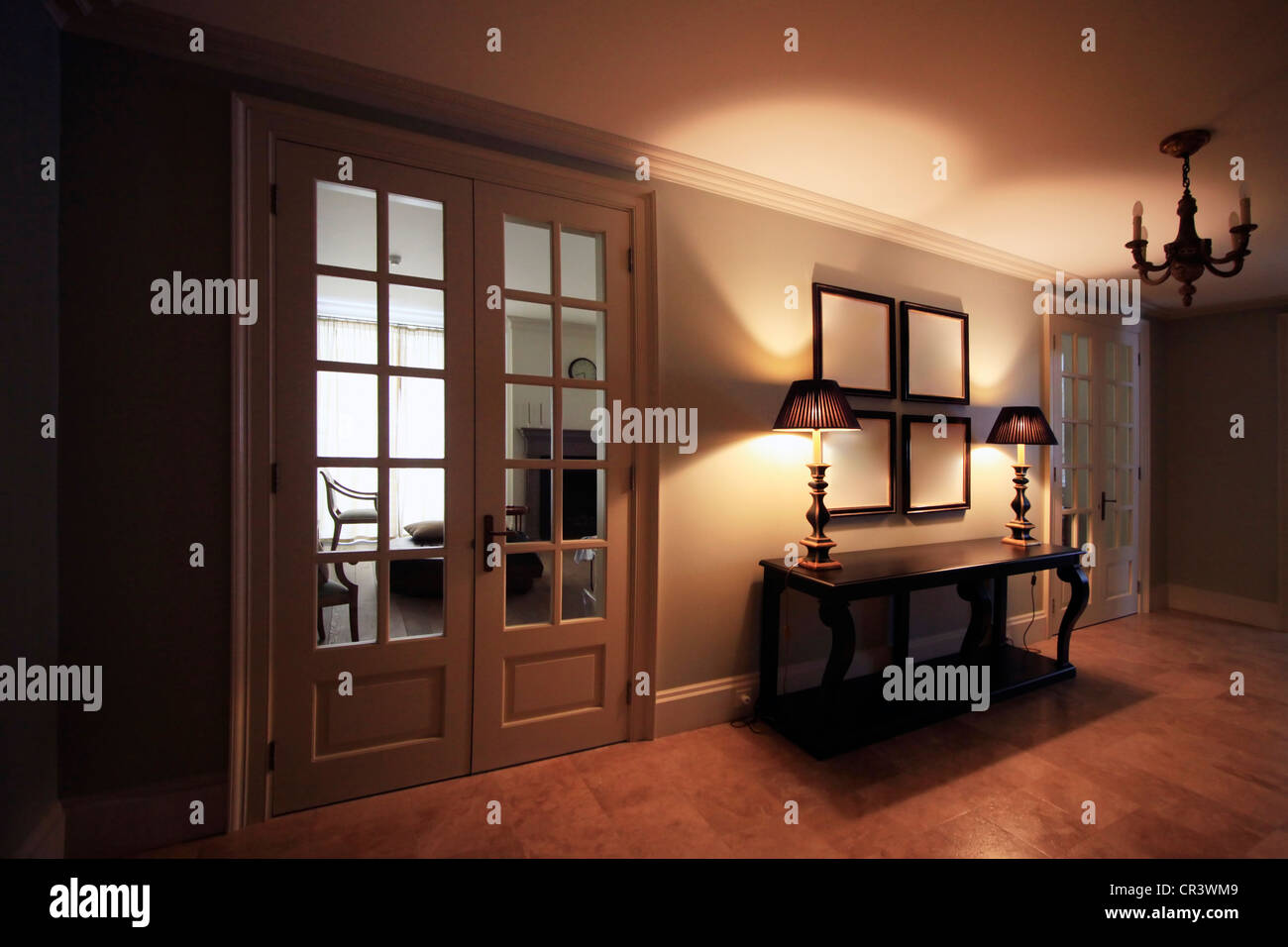 Classical interior with the closed doors Stock Photo - Alamy