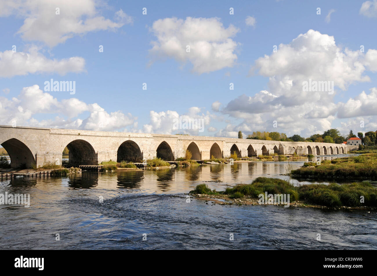 Bridge across the Loire river, Beaugency, village, parish, Oreleans ...