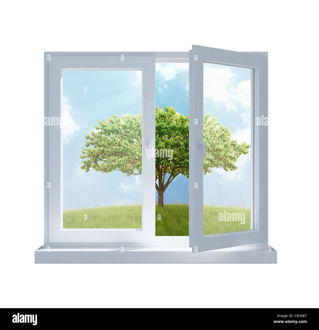 Partially open window Cut Out Stock Images & Pictures - Alamy