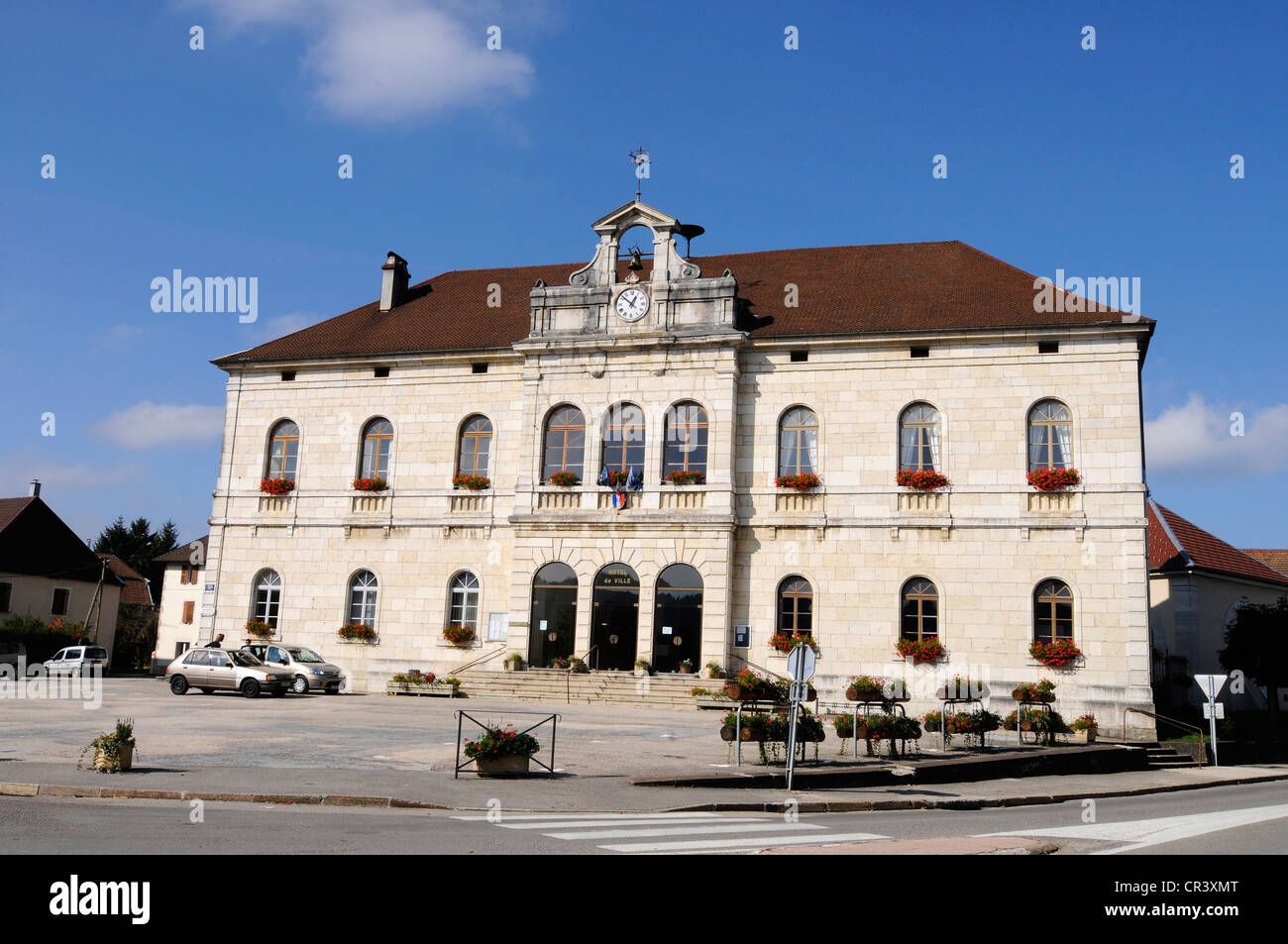 City hall, Levier, Pontarlier, departement of Doubs, Franche-Comte ...