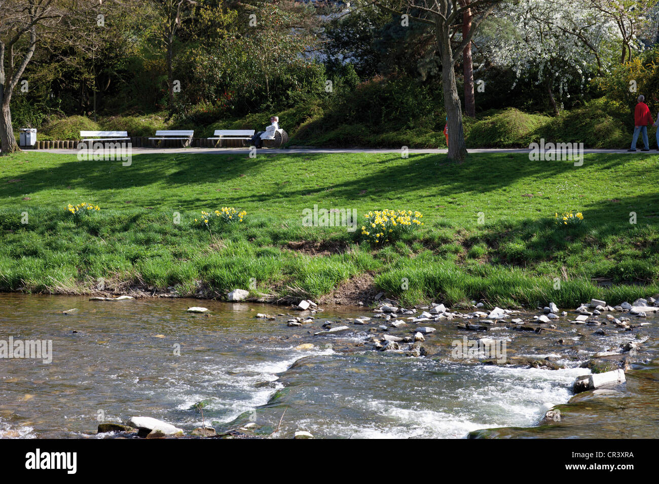 The Ahr river at Bad Neuenahr, Ahrtal, Eifel, Rhineland-Palatinate ...