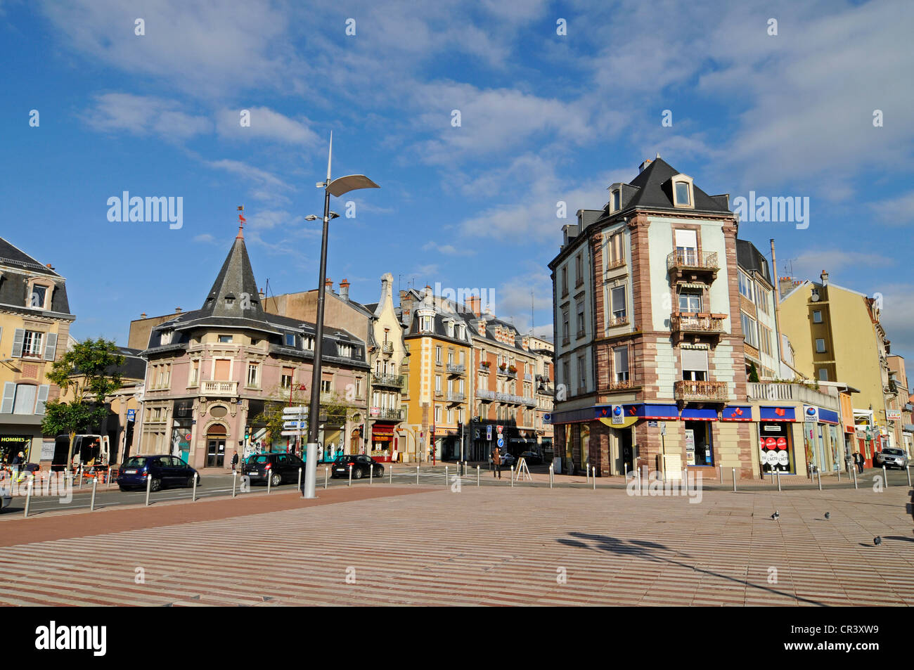 Place de l'Abattoir square, cityscape of Belfort, Franche-Comte, France ...