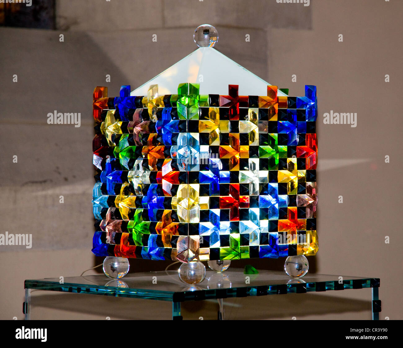 Modern art coloured glass cube Troyes Cathedral France Stock Photo - Alamy