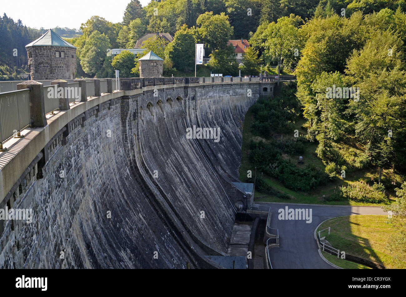 Fuerwiggetalsperre dam, retaining lake, concrete dam, Meinerzhagen ...