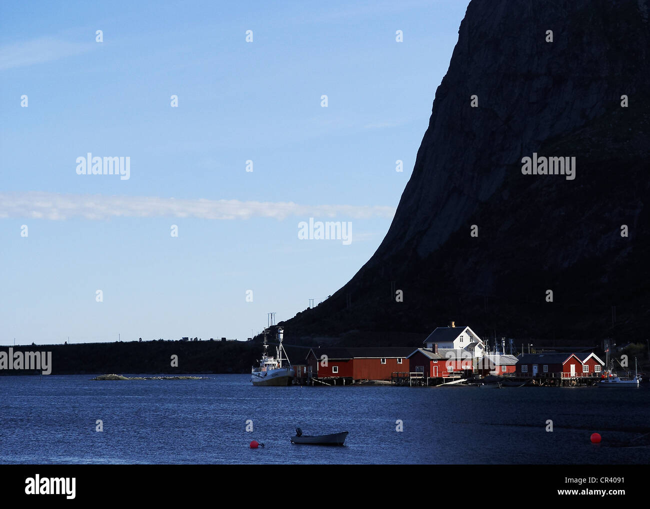 Norway, Nordland County, Lofoten Islands, Moskenesoy Island, cliff and ...