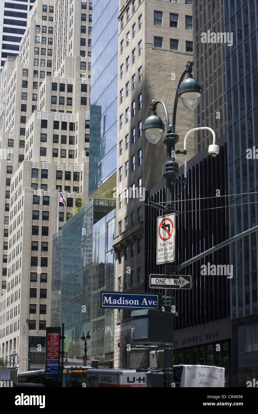 Looking west on 42nd St. from Madison Avenue along one of the canyon ...