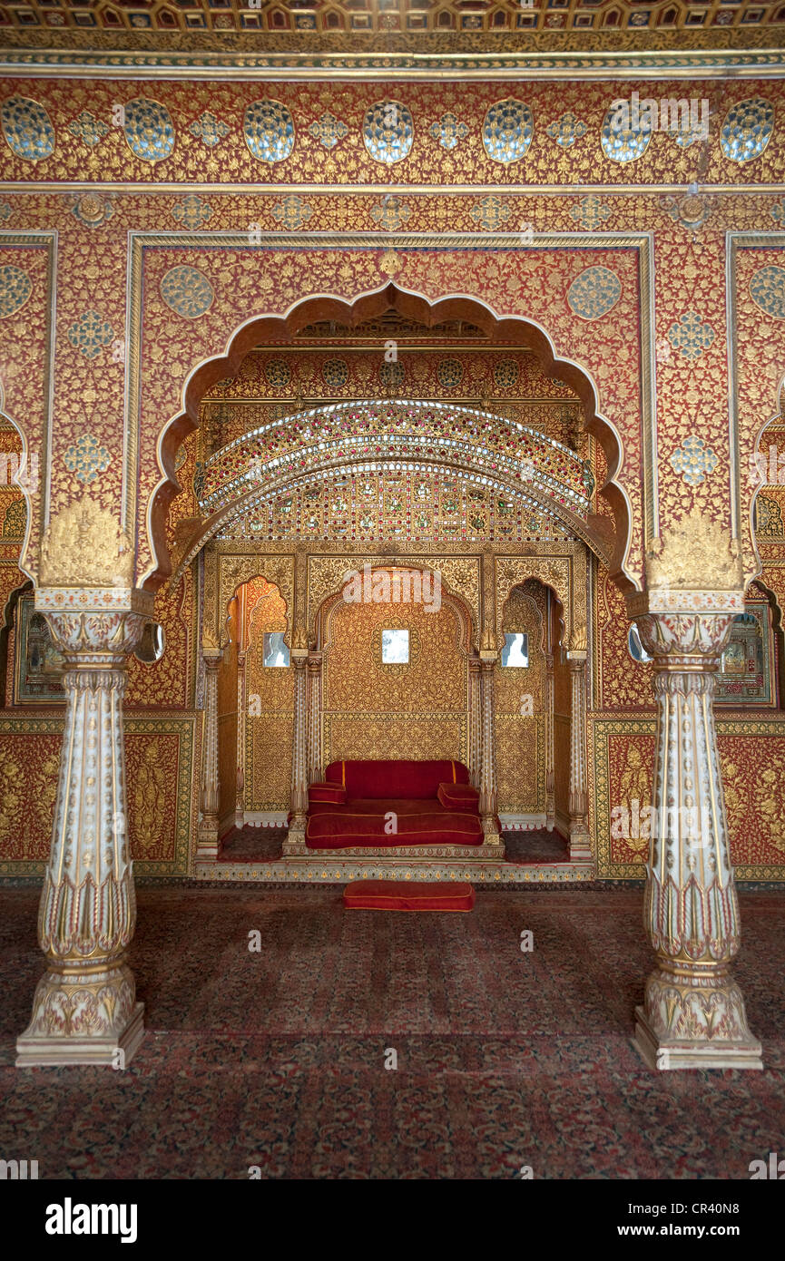 India, Rajasthan State, Bikaner, Junagarh Fort, Anup Mahal (crowning ...