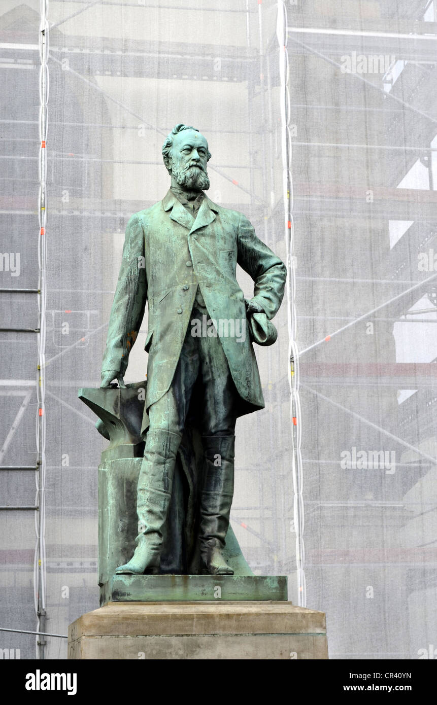 Industrialist and inventor Alfred Krupp with an anvil, monument in ...