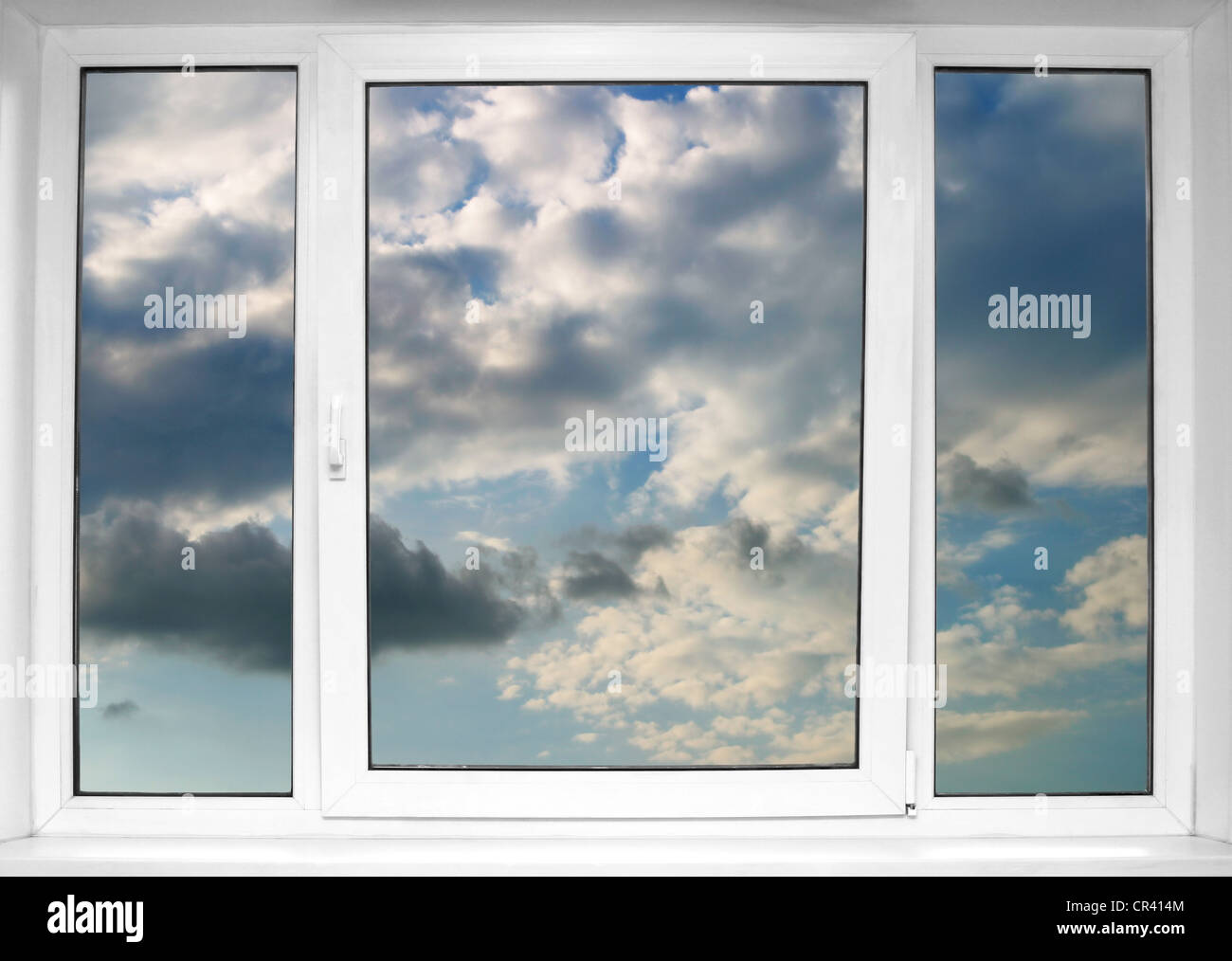 Sky seen through an white window Stock Photo - Alamy