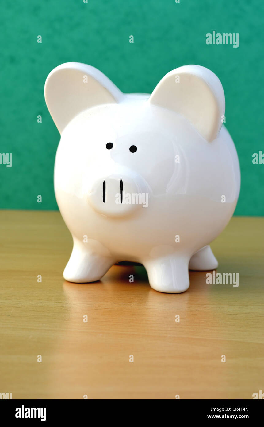 White piggy bank Stock Photo - Alamy