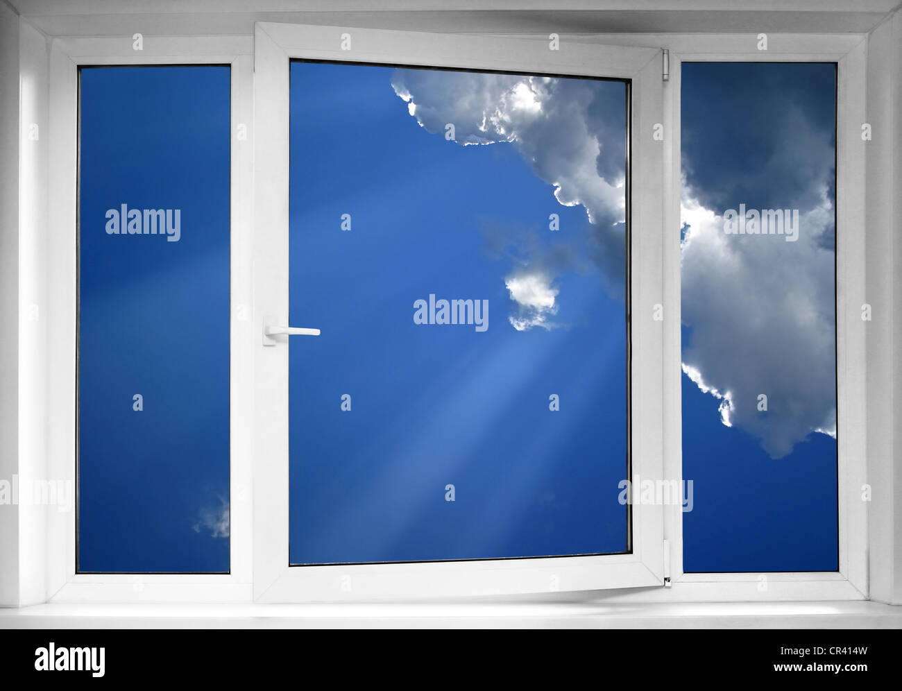 Sky seen through an white window Stock Photo - Alamy