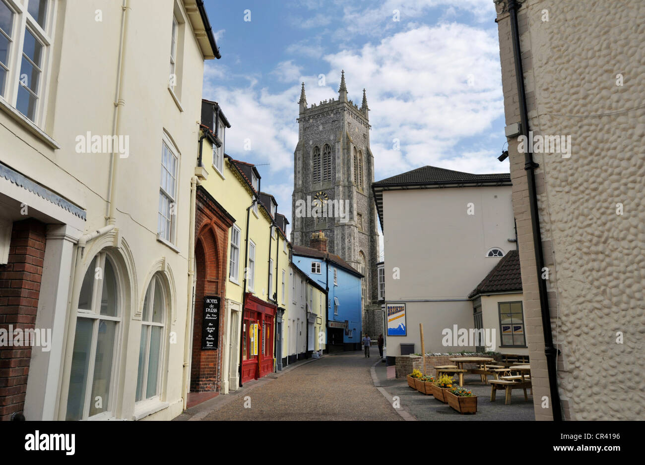 Cromer High street with the parish church of St Peter and St Paul Stock ...