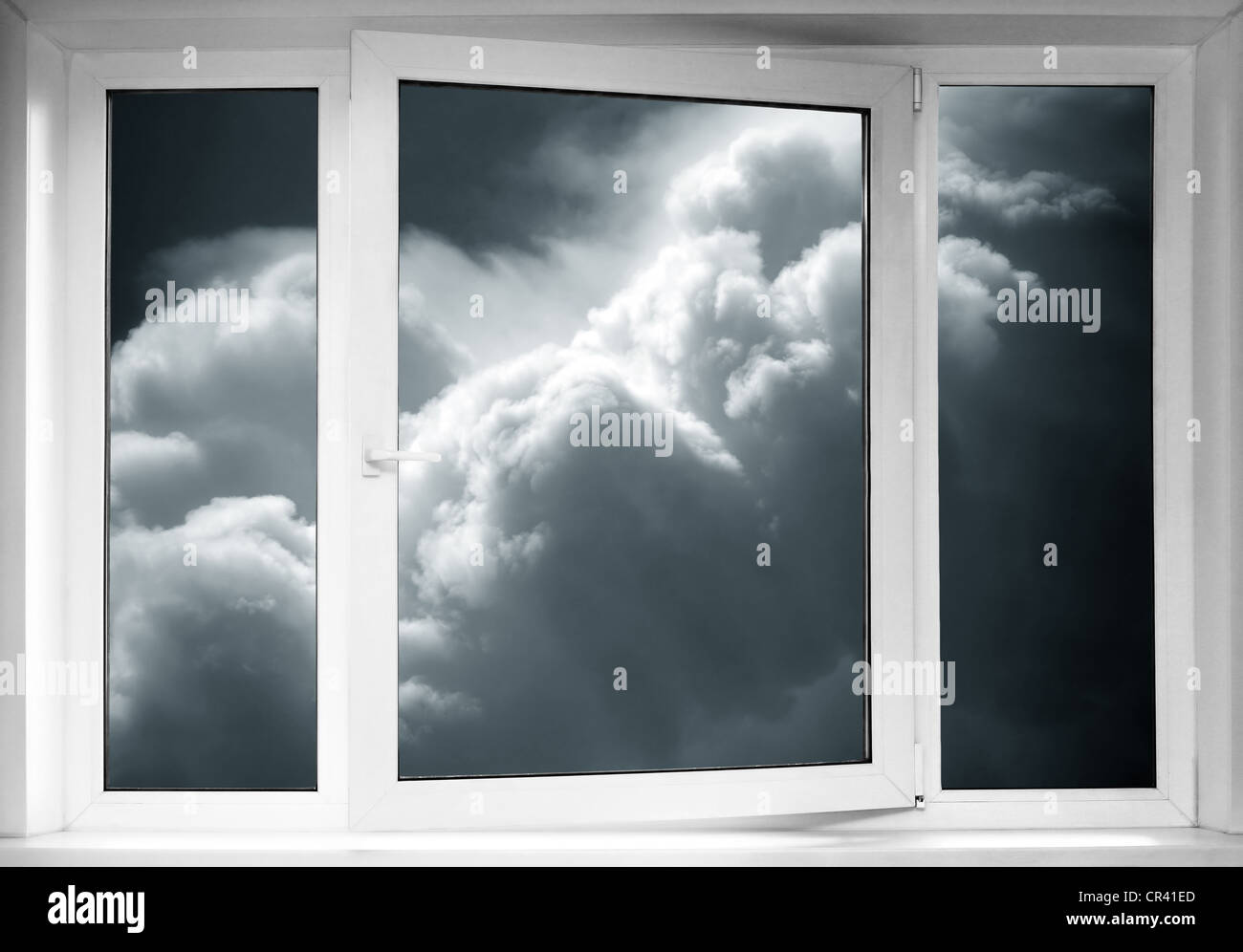 Sky seen through an white window Stock Photo - Alamy