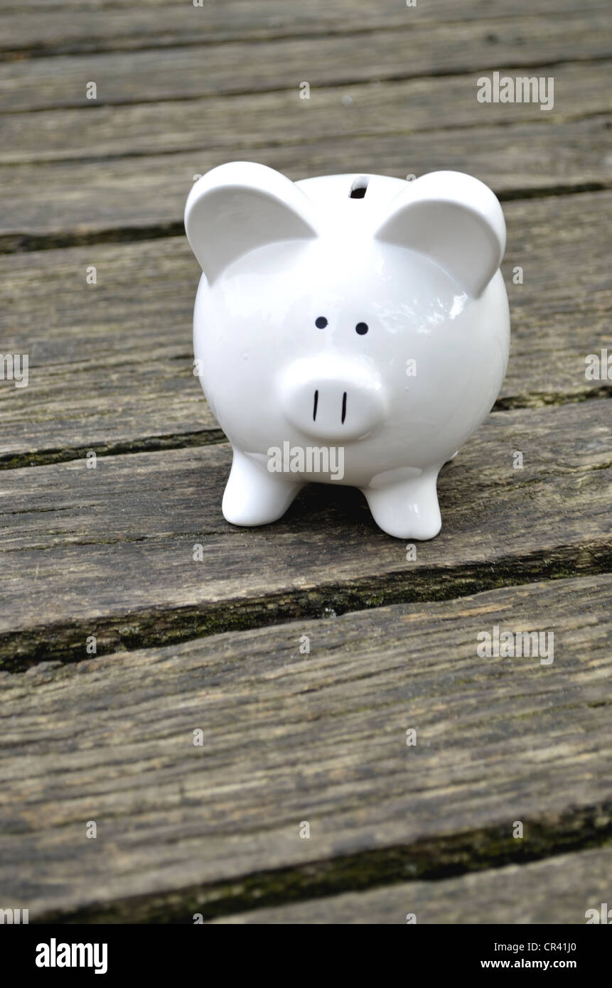 White piggy bank Stock Photo - Alamy