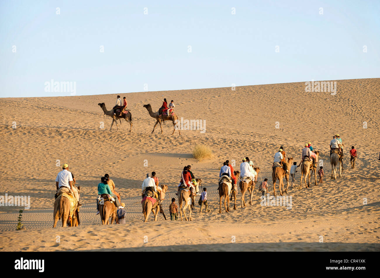 India, Rajasthan State, Thar Desert, Khuri Dunes, Indian tourists at ...