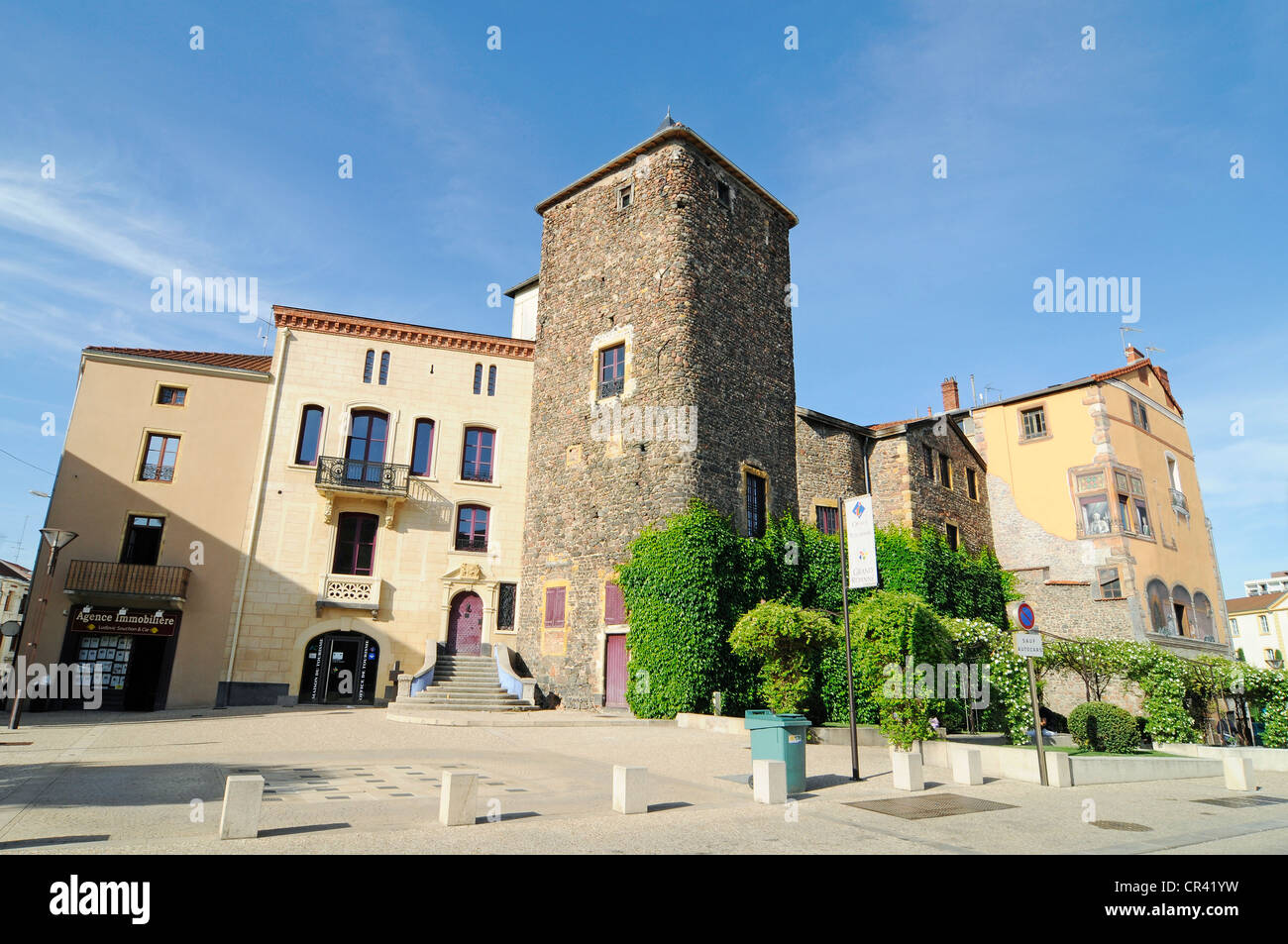 The keep of the former castle, tourist information, Roanne, Rhone-Alpes ...