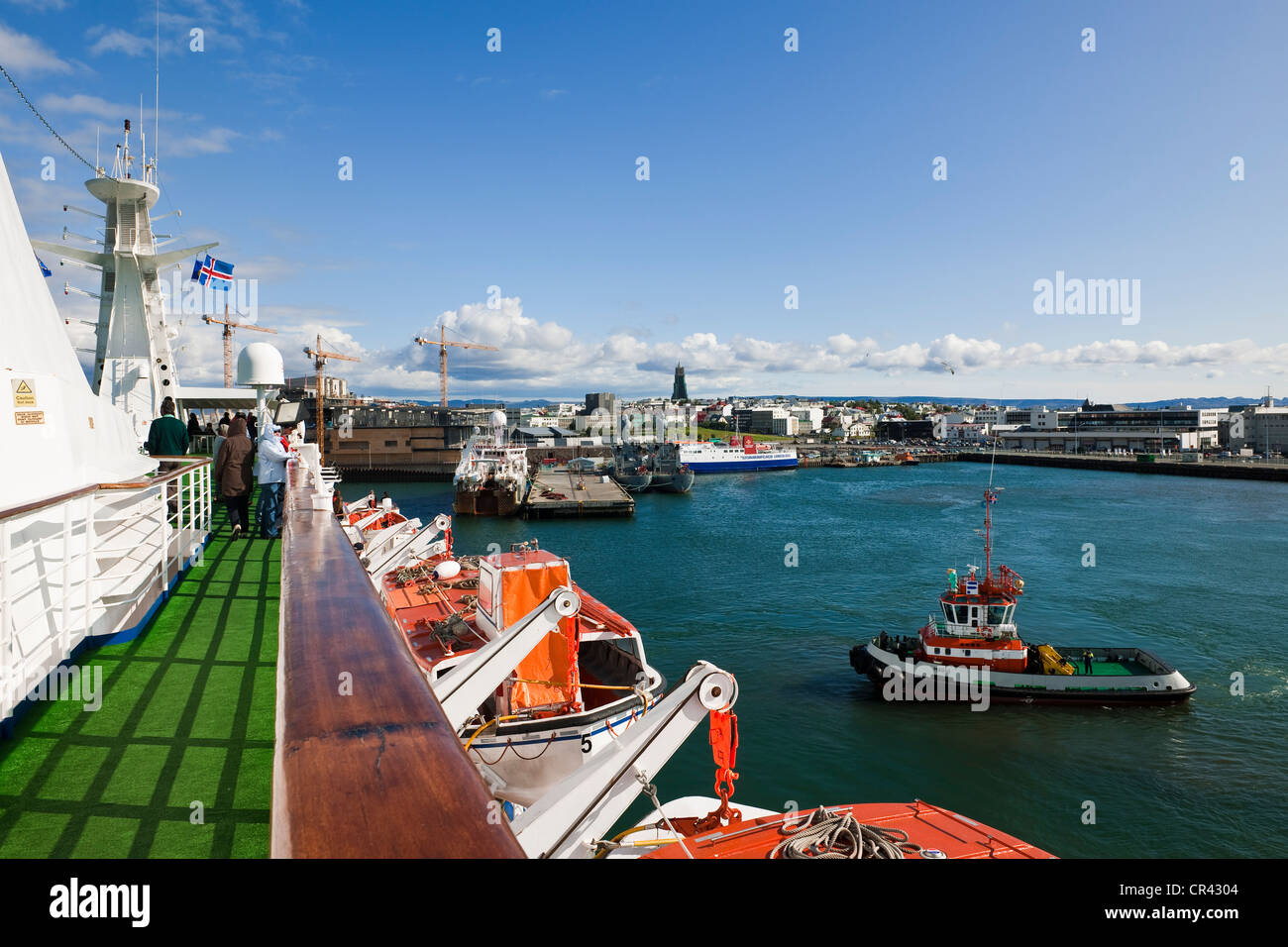 Iceland, Reykjavik, Princess Danae cruise ship in the harbour Stock ...