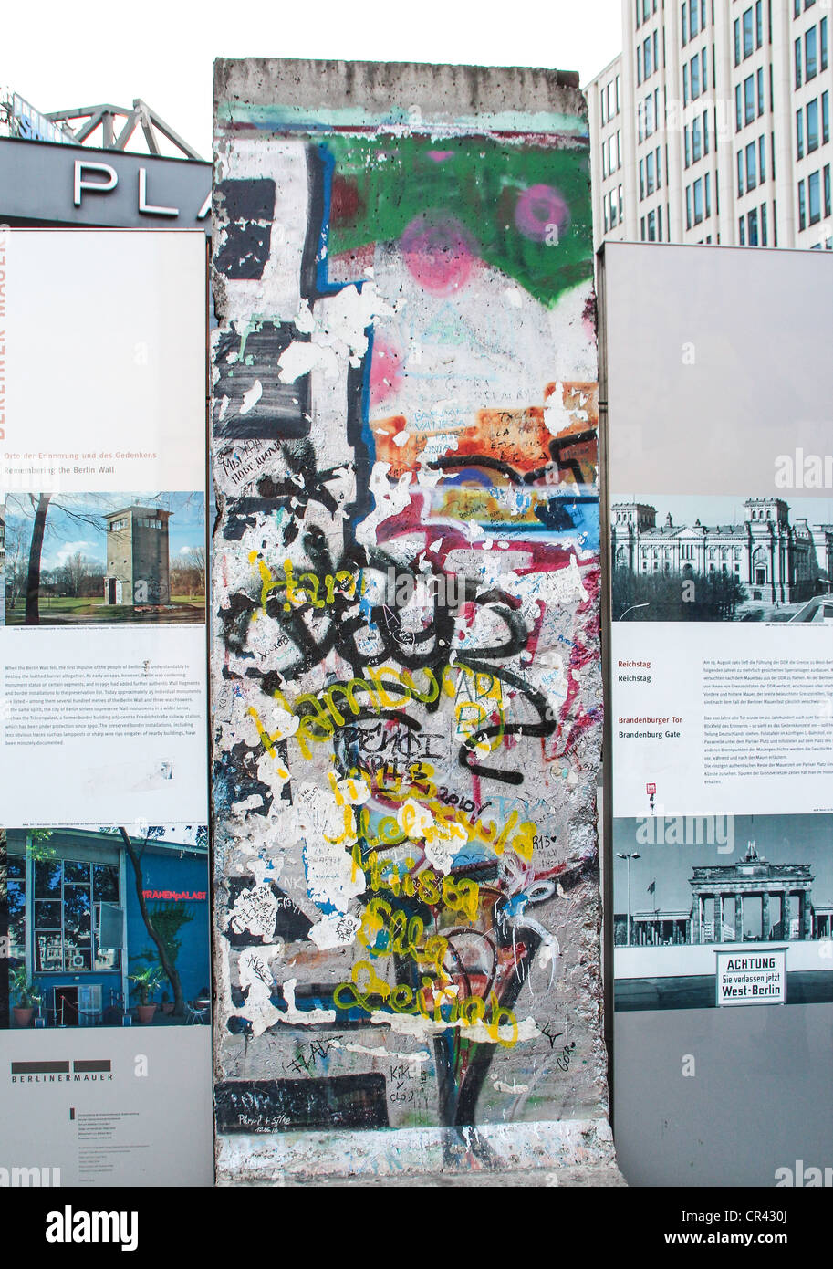 Sections of the Berlin Wall at Potsdamer Platz in Berlin, Germany Stock ...