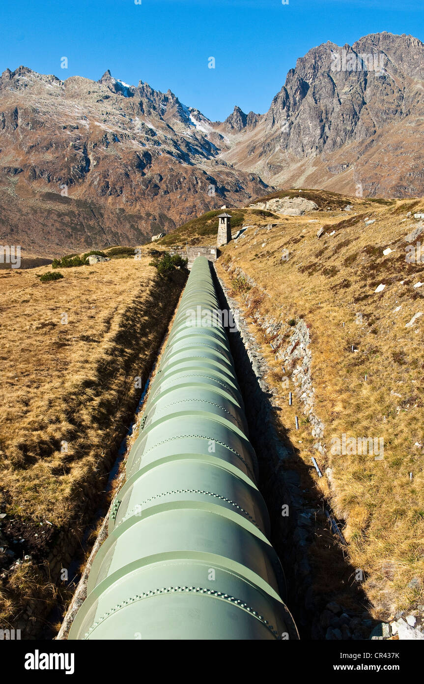 Austria, Vorarlberg, Partenen, penstock for electricity, Silvrettasee ...