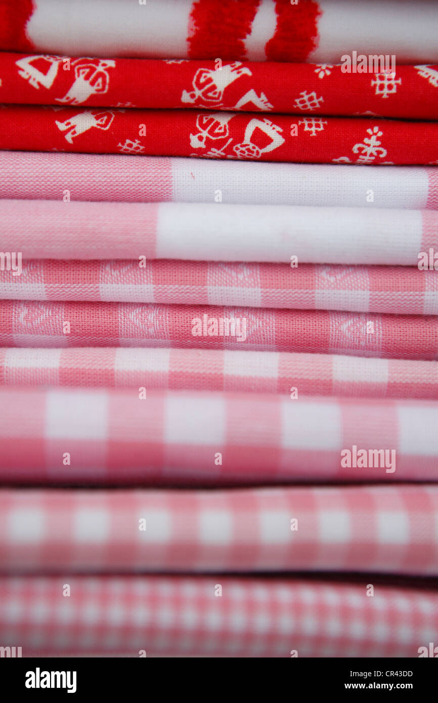 Fabrics on the market in Den Burg, Texel Island, Holland, The ...