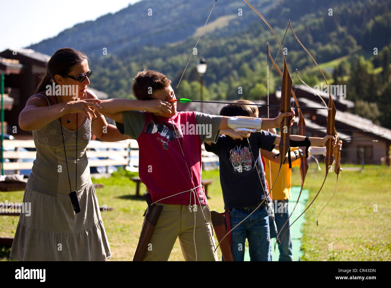 France, Savoie, Valmorel, Archery practice Stock Photo - Alamy