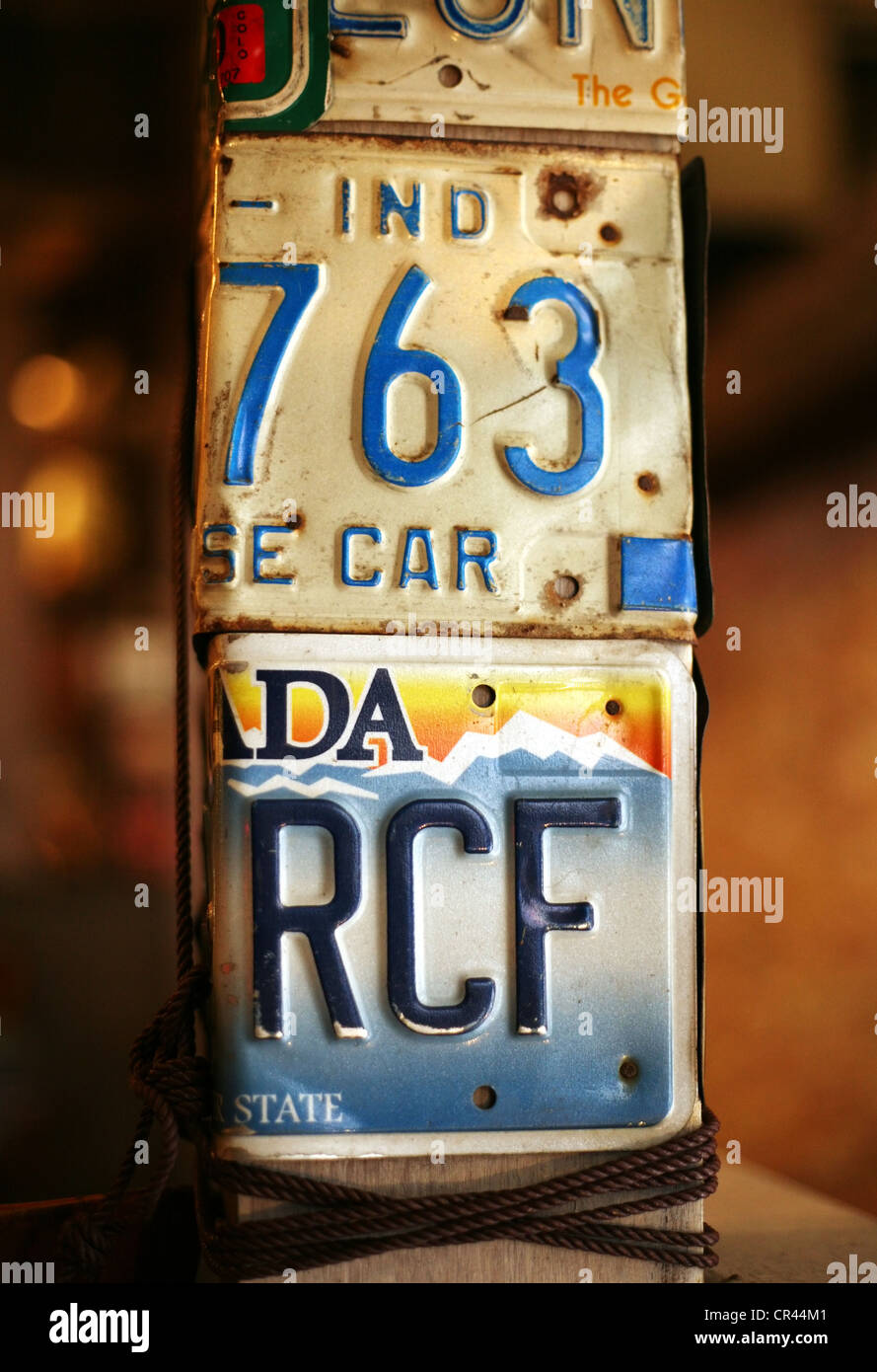 License plates of automobiles as design of restaurant Stock Photo - Alamy
