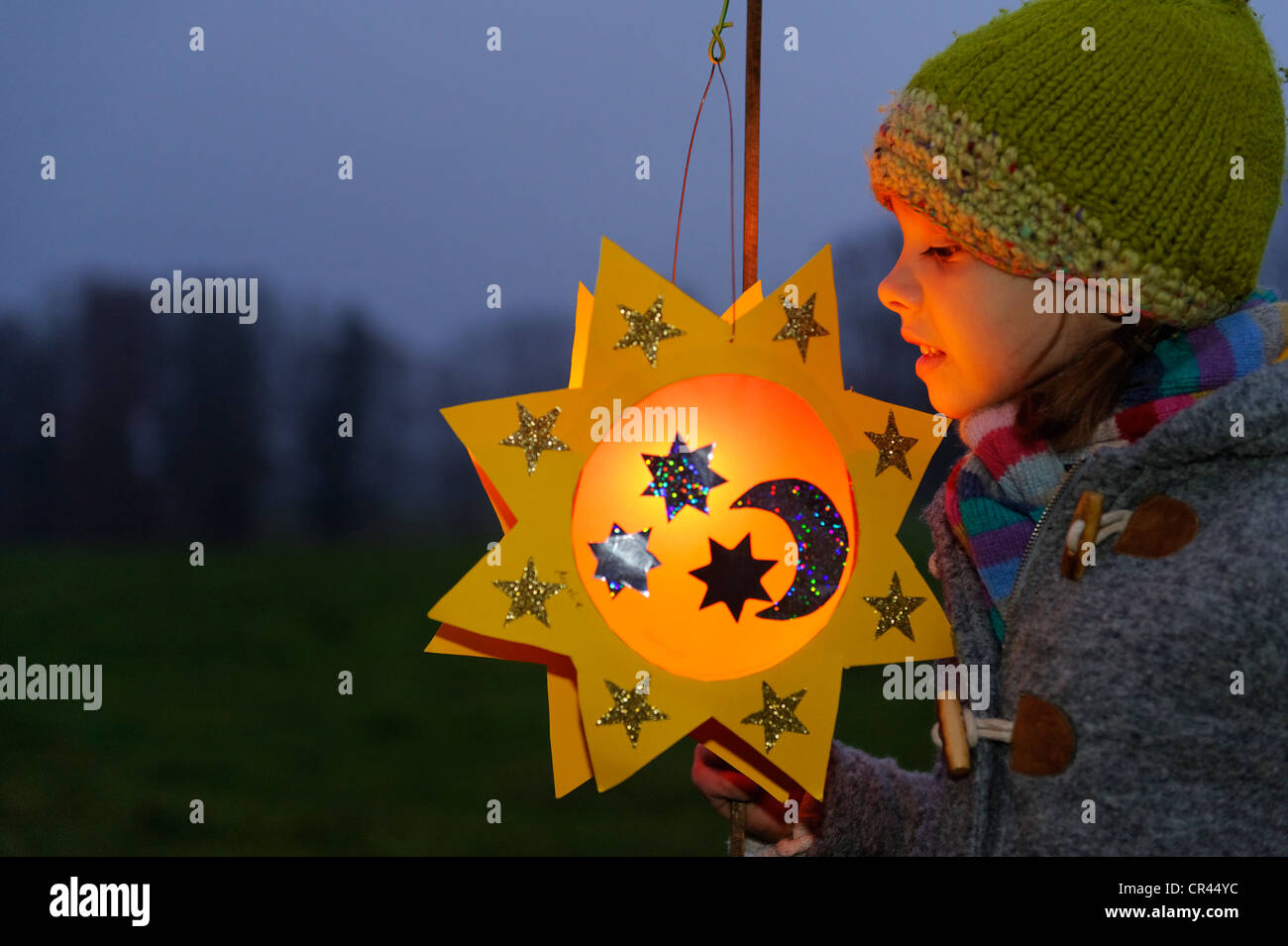 Girl with a lantern at a St. Martin's parade, lantern procession, St ...
